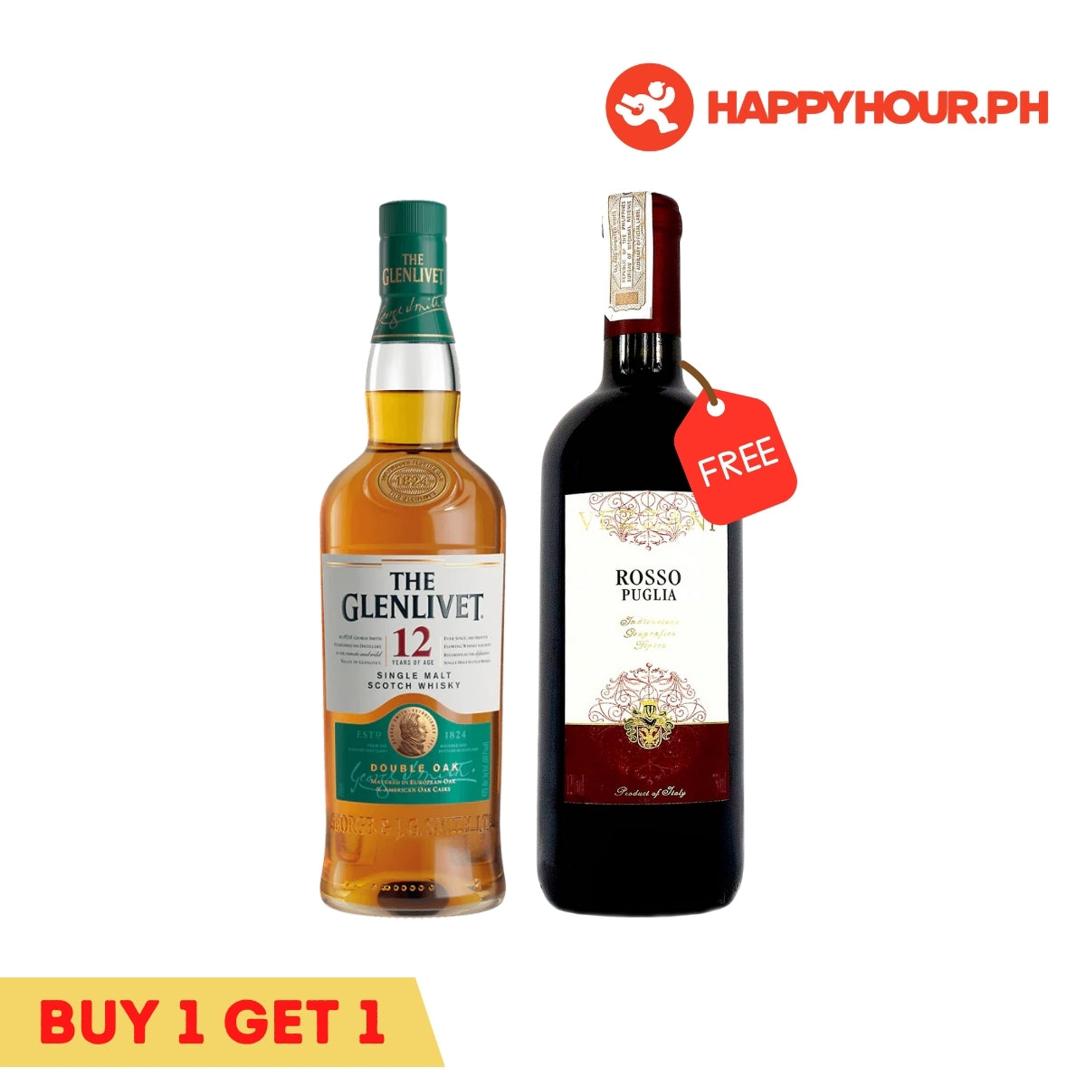 The Glenlivet 12yo Double Oak - Single Malt Scotch Whisky 700ml & Vezz – Happy Hour