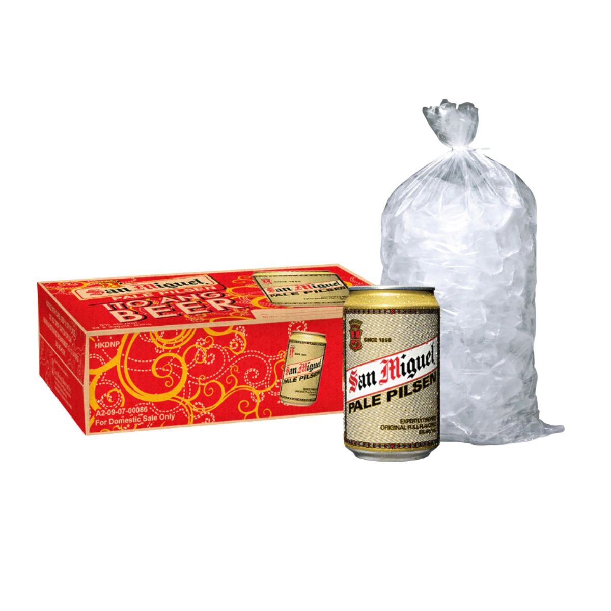 San Miguel Pale Pilsen in-can 330ml 24-pack with Tube Ice 3kg – Happy Hour