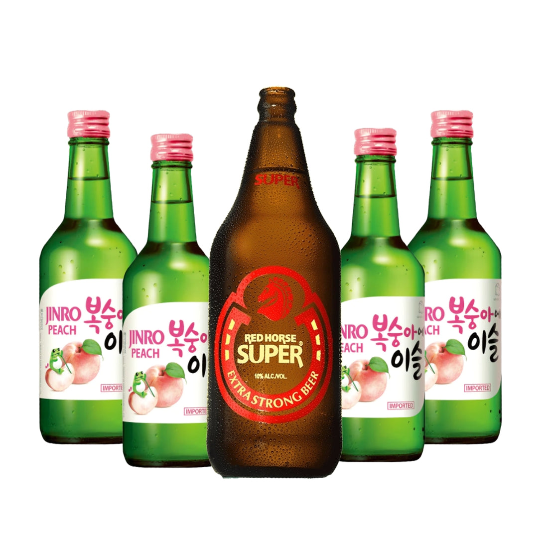 Red Horse Super Strong 1L with Jinro Peach Soju 360ml 4-pack – Happy Hour