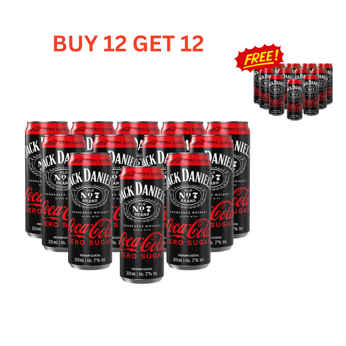Buy 12 Get 12 Jack & Coke Zero Sugar 320ml – Happy Hour
